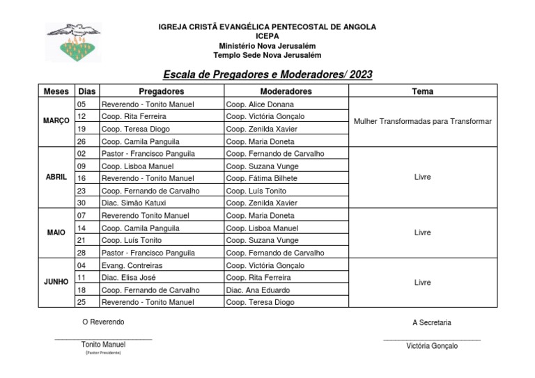 ICEPA 2023 Pregadores e Moderadores Agenda | PDF