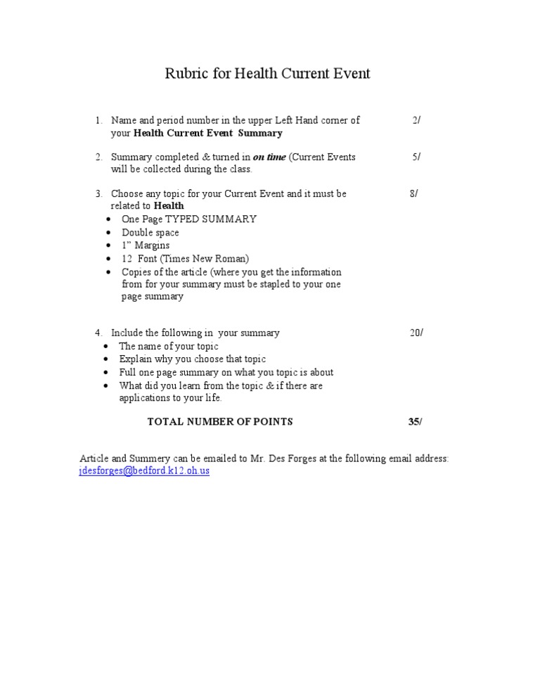 Rubric For Current Event | PDF