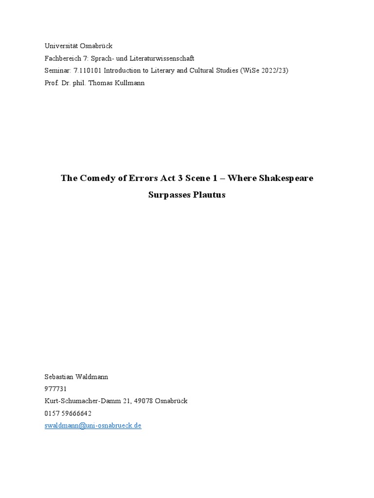 Comedy of Errors 3.1 | PDF | The Comedy Of Errors