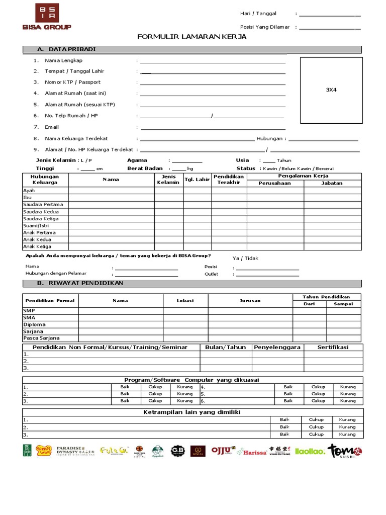 Form Biodata Karyawan | PDF