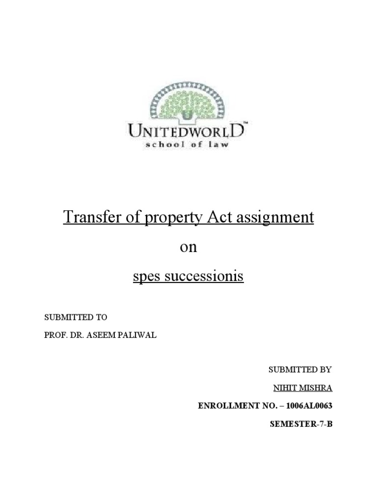 Transfer of Property Act Assignment | PDF | Property | Estoppel
