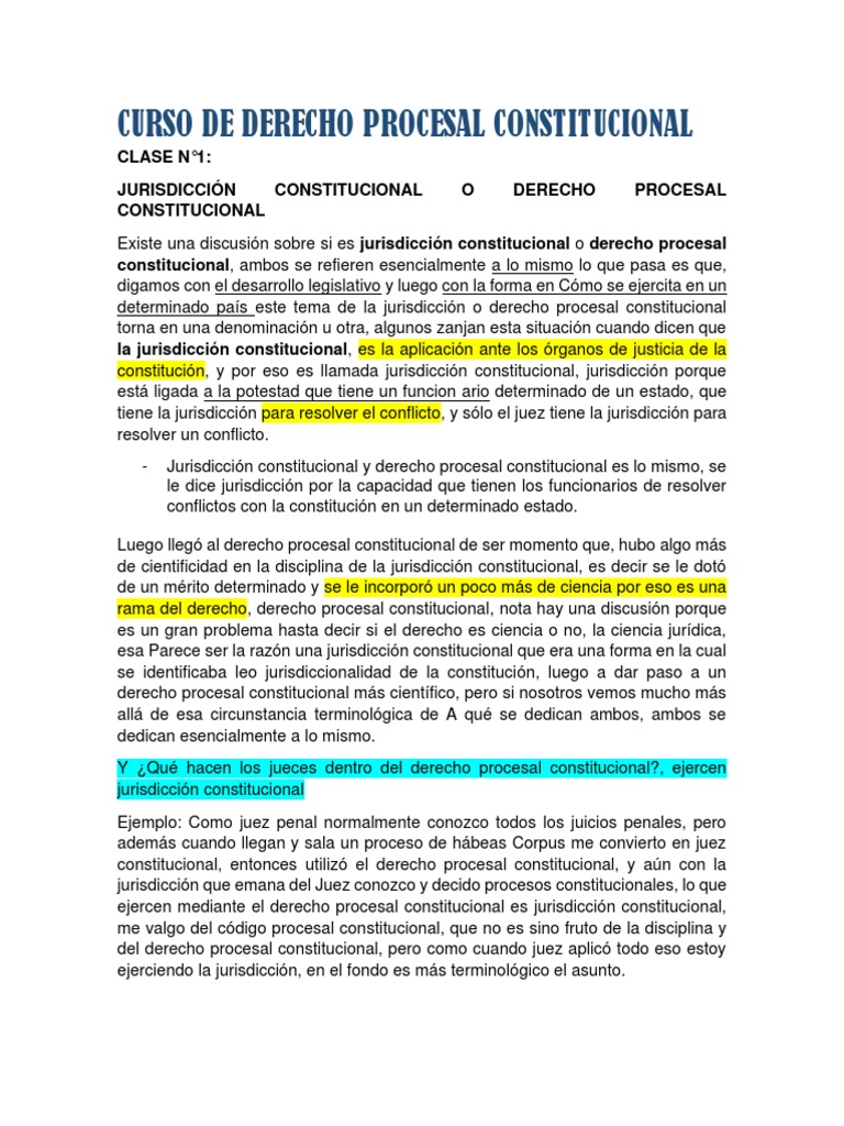 Curso de Derecho Procesal Constitucional | PDF | Ley procesal | Jurisdicción
