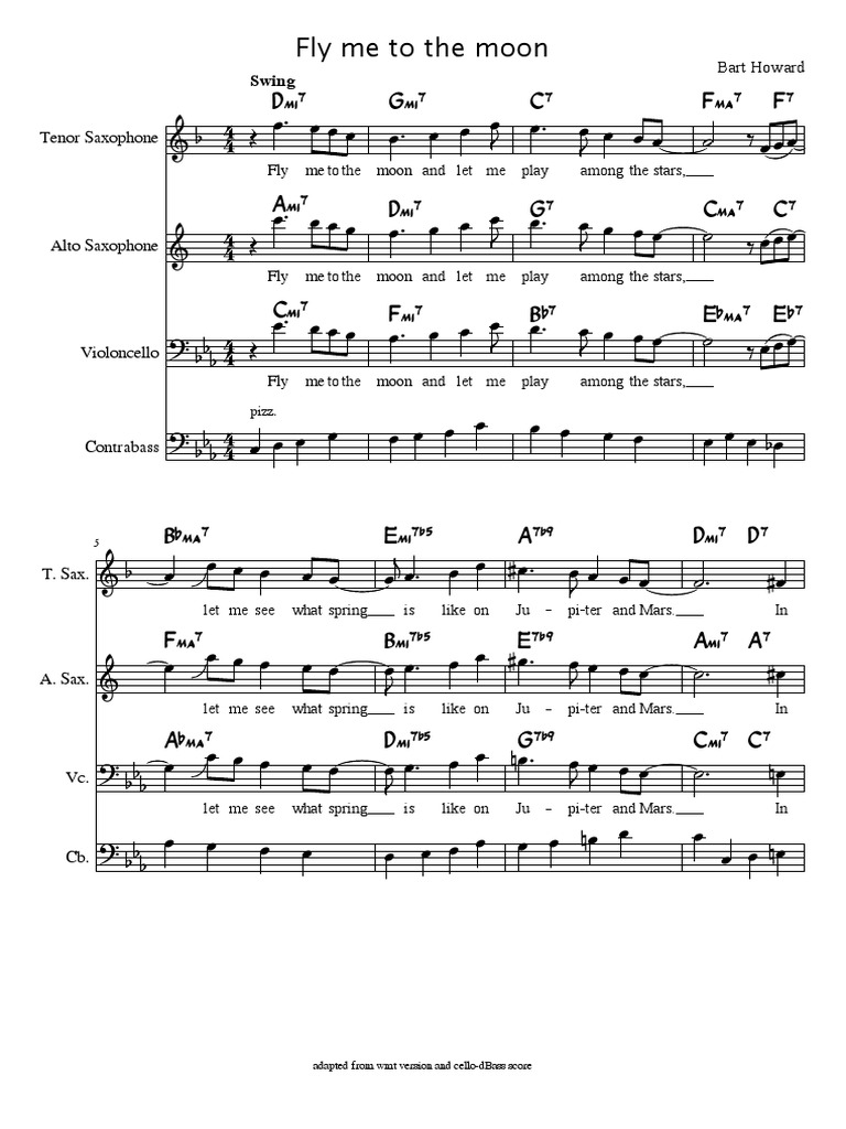 Fly Me To The Moon (WMT Version W Bass) | PDF | Classical Music | Jazz