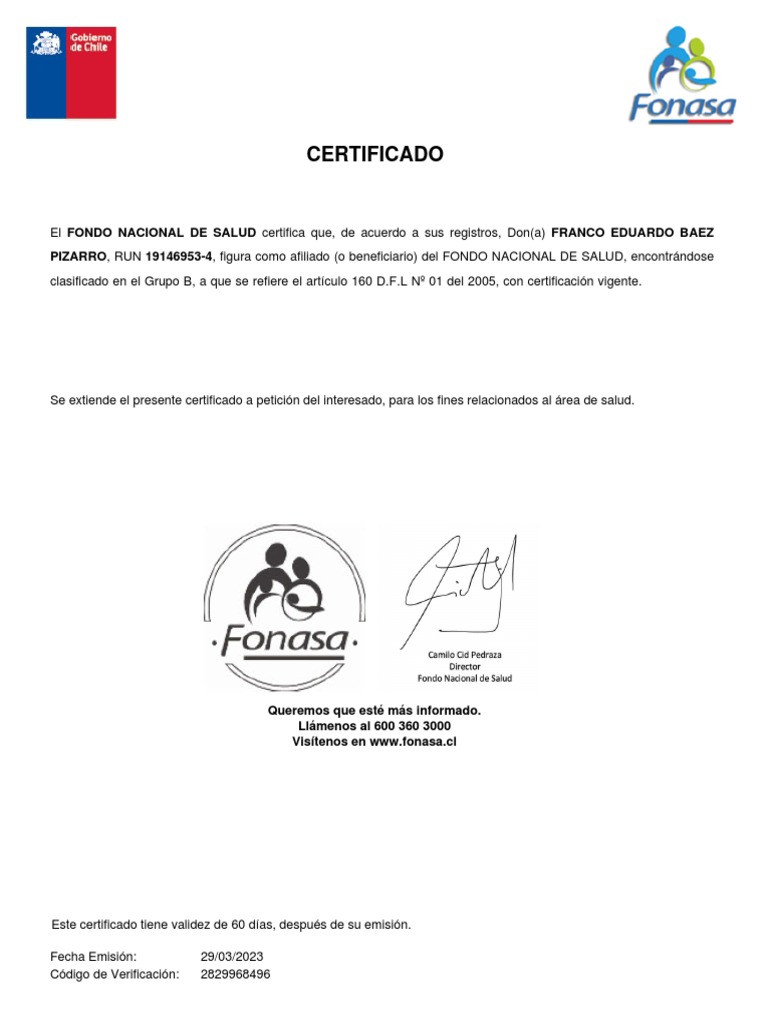 Certificado de Salud | PDF