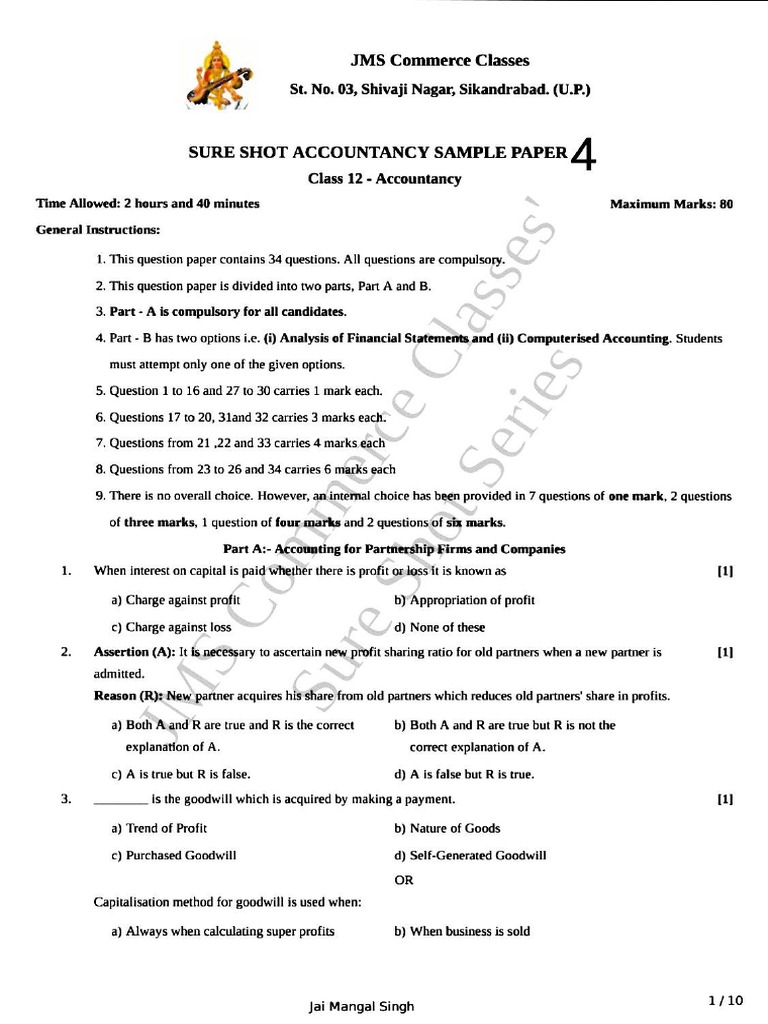 Sure Shot Success Series Accountancy Practice Paper 4 29-Mar-2023 17-32 ... Sure Shot Success Series Accountancy Practice Paper 4 29-Mar-2023 17-32 ...