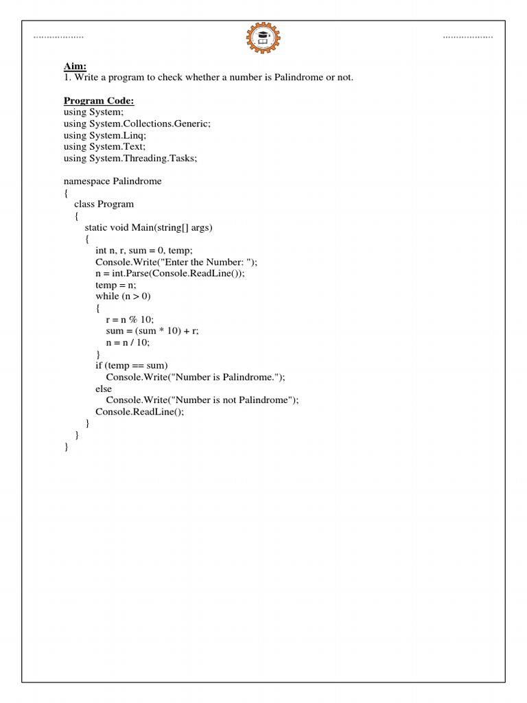 C#.Net Lab Record Programs | PDF | Constructor (Object Oriented ...