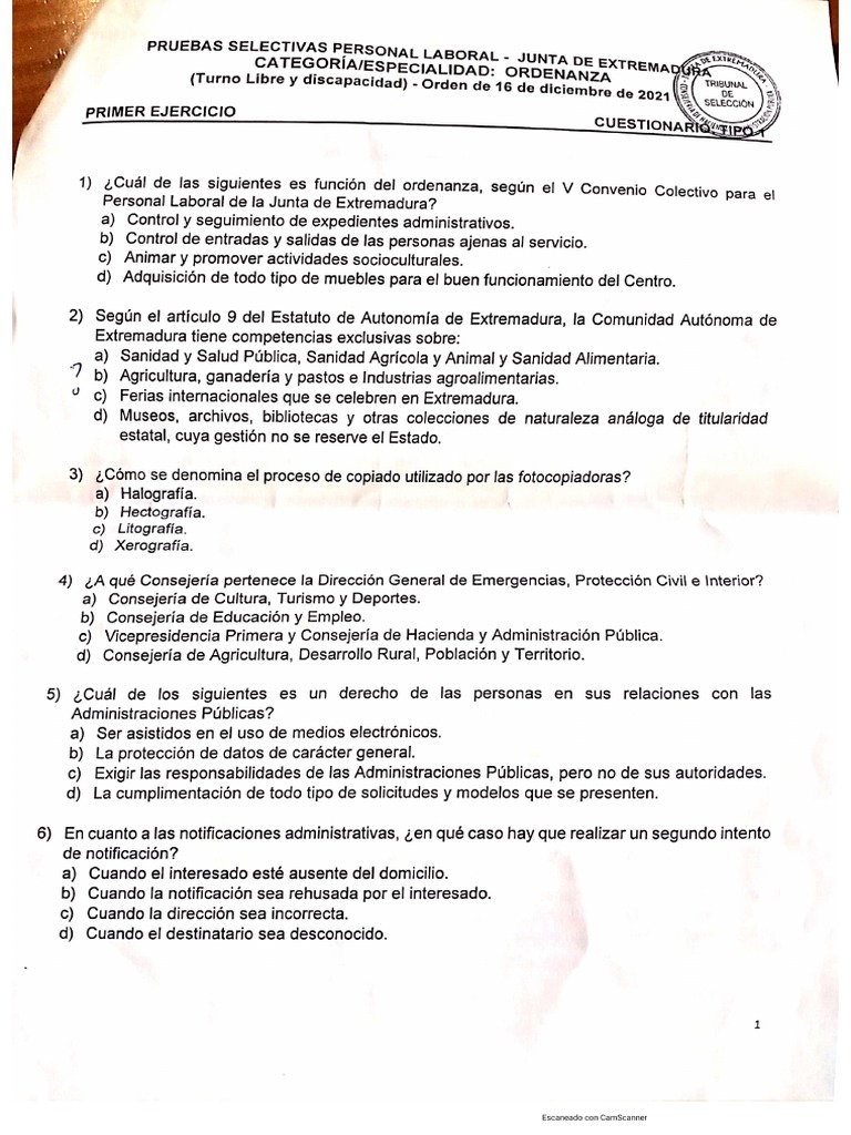 Examen Oficial 2022 | PDF