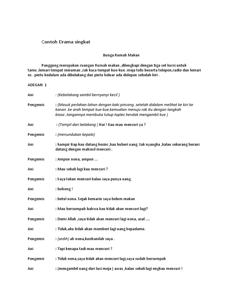 Contoh Drama singkat cerita pengemis | PDF