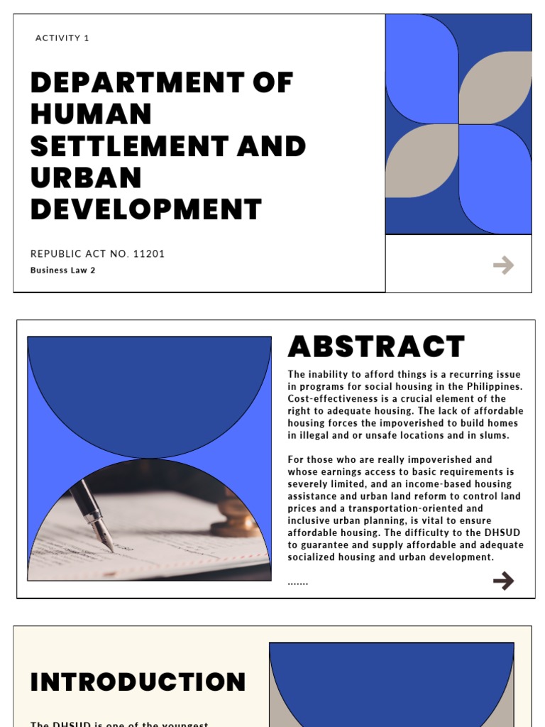 Department of Human Settlement and Urban Development: Activity 1 | PDF ...