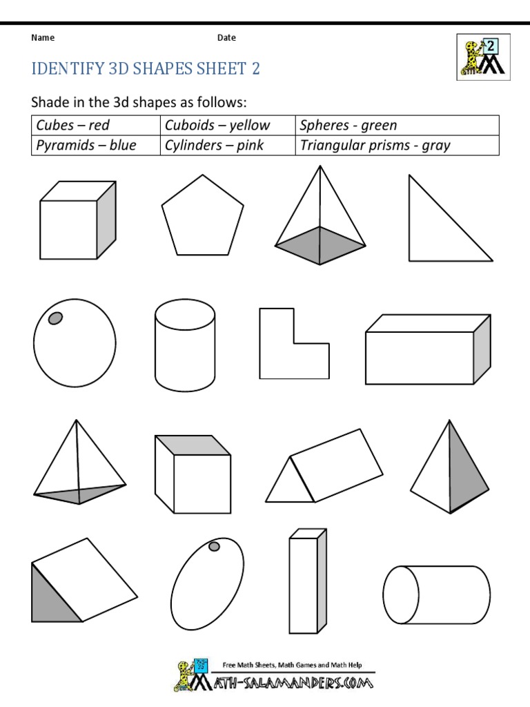 Identify 3D Shapes Sheet 2 | PDF
