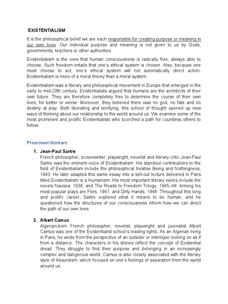 EXISTENTIALISM | PDF | Existentialism | Albert Camus