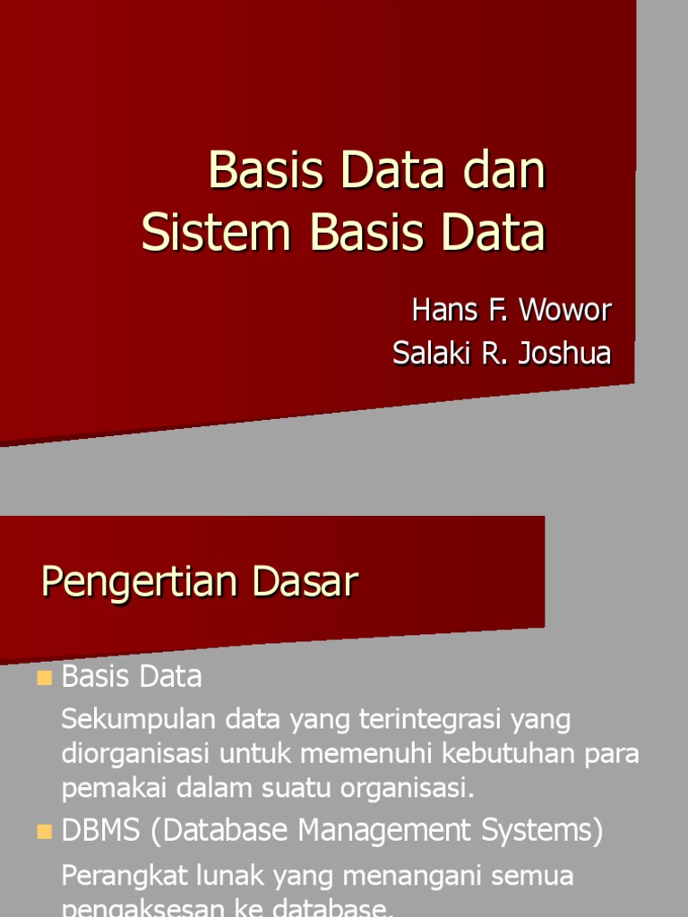 Materi Basis Data Dan Sistem Basis Data-V2 | PDF Materi Basis Data Dan Sistem Basis Data-V2 | PDF
