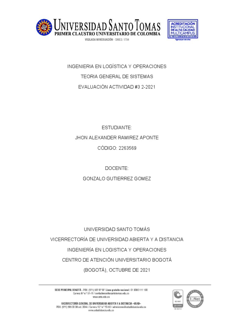 Ramirez Aponte Jhon Alexander Activ3 | PDF | Teoría de sistemas | Logística