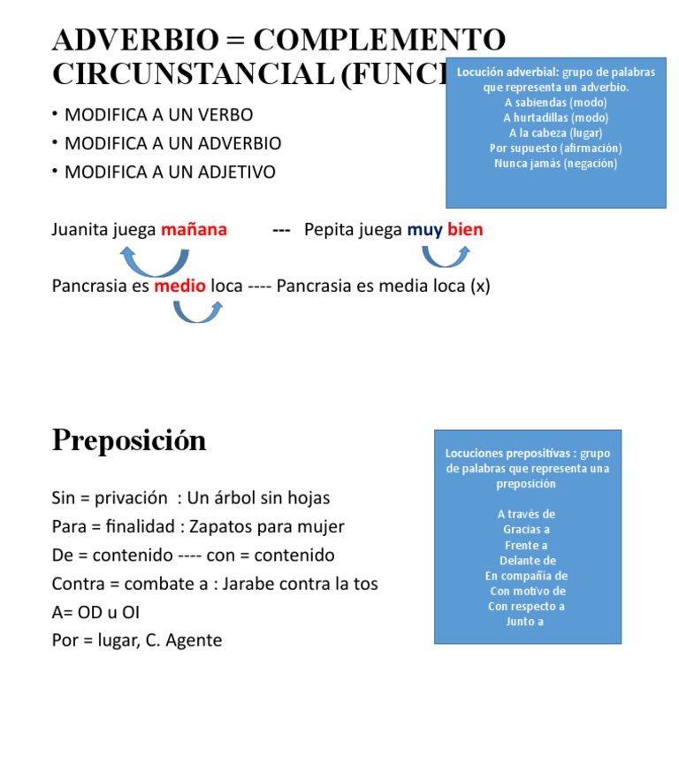 Adverbio Complemento Circunstancial (Funcion) | PDF