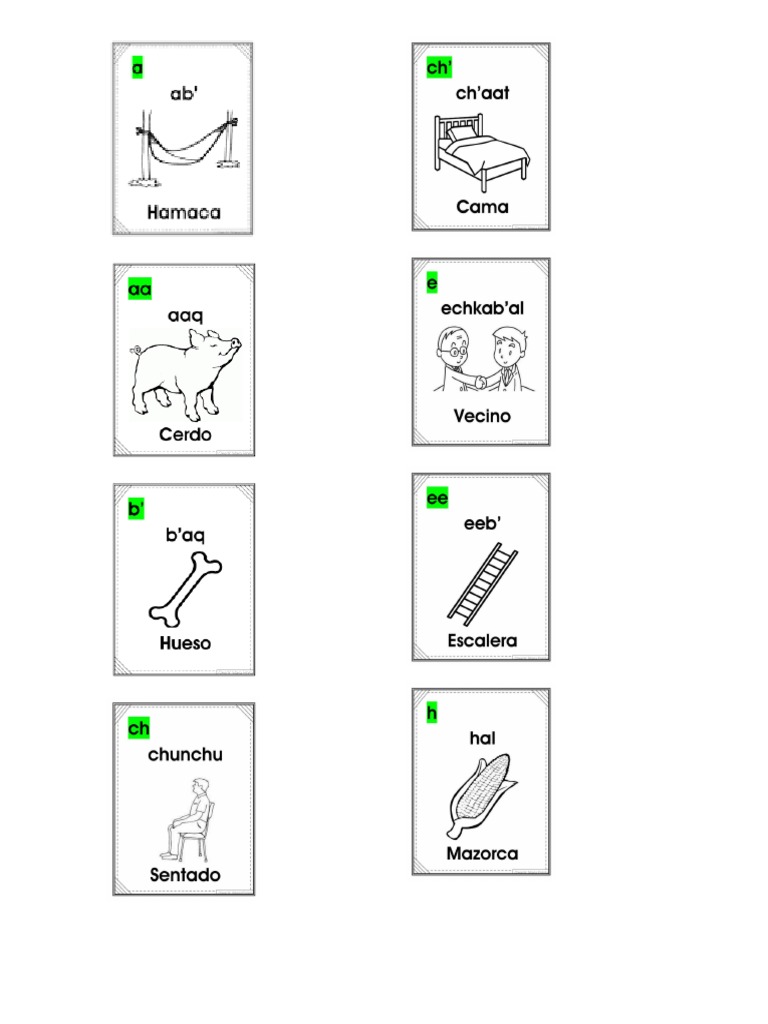 Abecedario Q Eqchi Imagen Por Letra | PDF