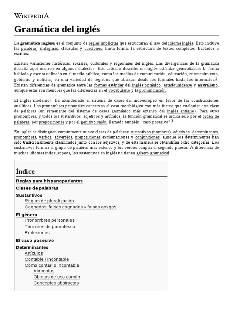 Gramática Del Inglés | PDF | Gramática inglesa | Verbo