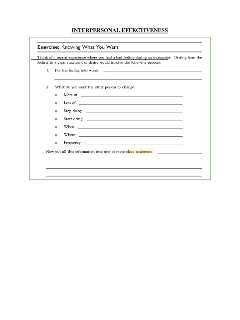 DBT Interpersonal Effectiveness | PDF