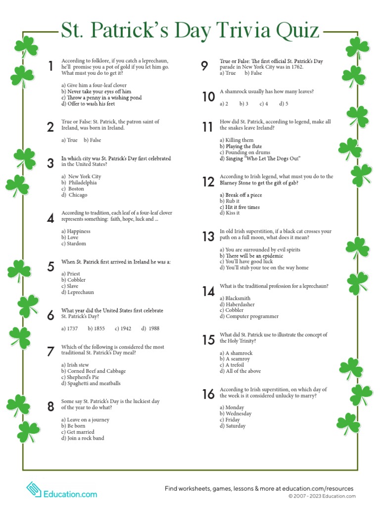 ST Patricks Day Trivia | PDF