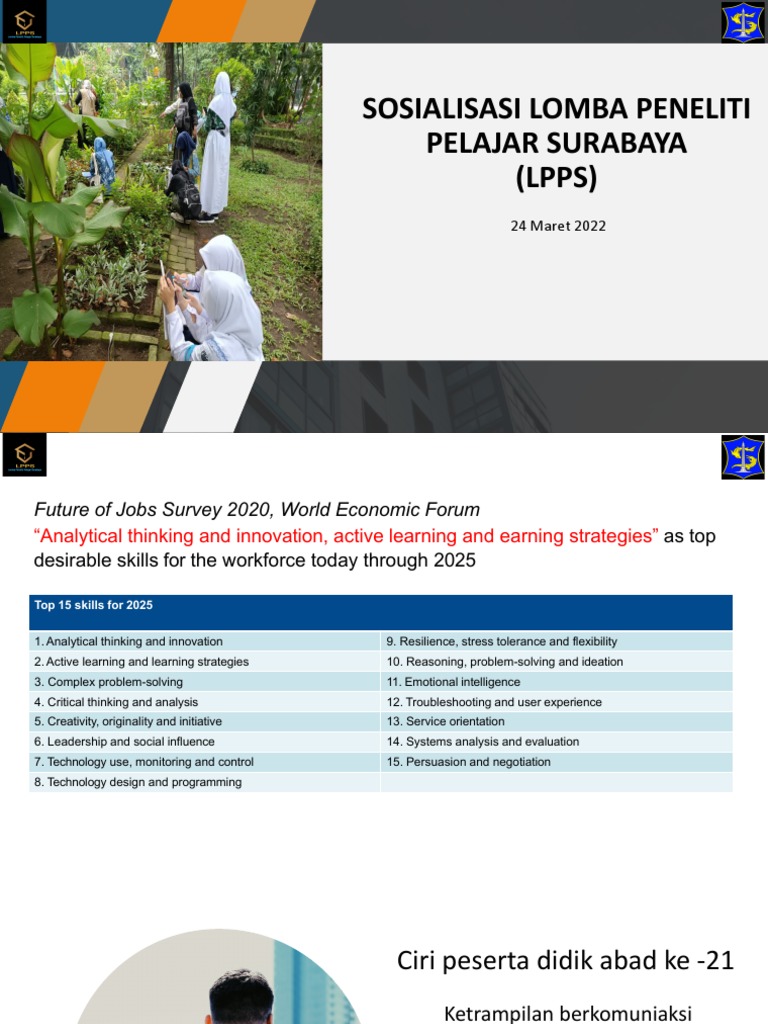Sosialisasi Lomba Peneliti Pelajar Surabaya (LPPS) : 24 Maret 2022 | PDF