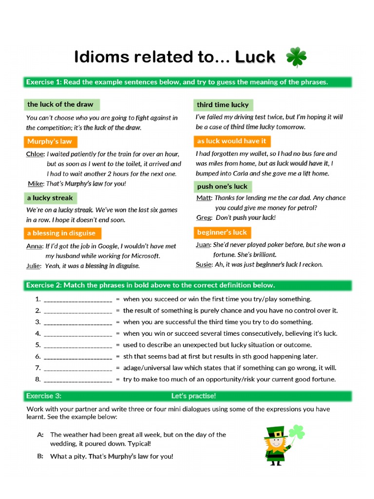 ST Patricks Day Idioms - 148850 | PDF