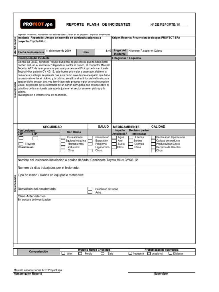 Reporte Flash Incidente | PDF
