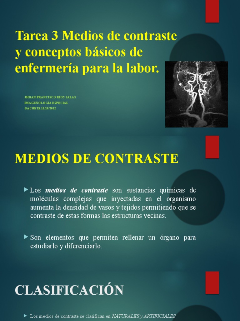 Tarea 3 Medios de Contraste y Conceptos Básicos | PDF | Angiografía ...
