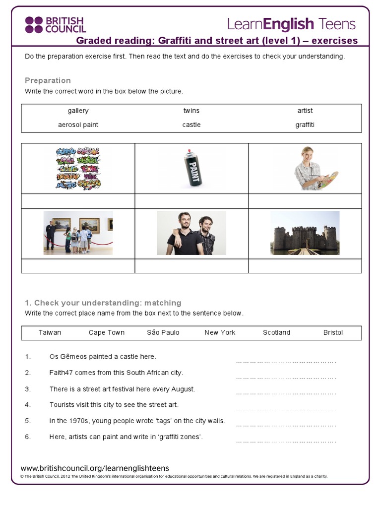 Graffiti and Street Art Level 1 - Exercises 0 | PDF