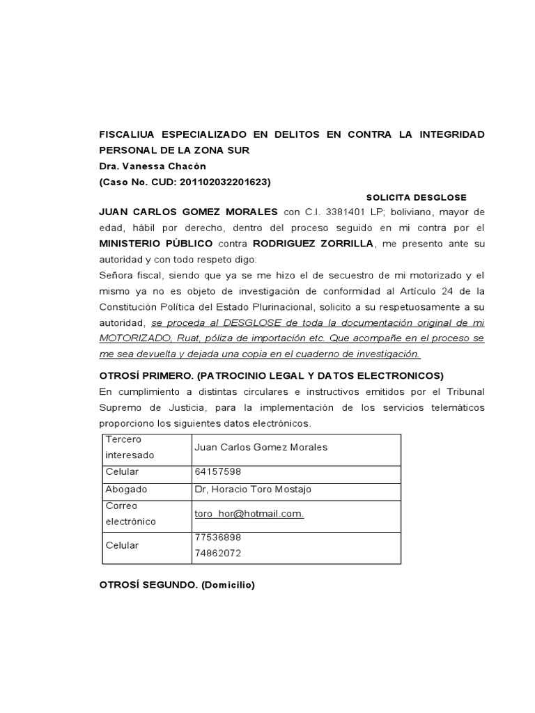 Desglose Juan Carlos Gomez | PDF