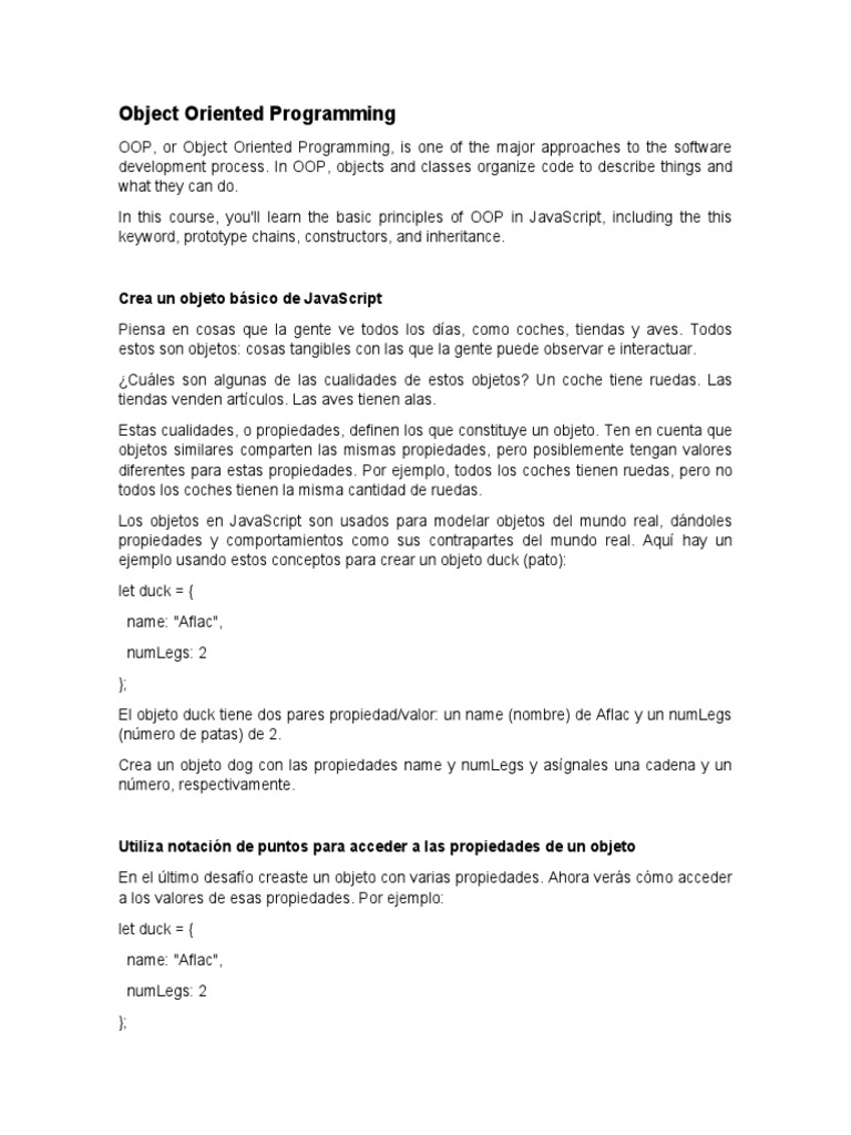 Object Oriented Programming: Crea Un Objeto Básico de Javascript | PDF | Bootstrap (marco ...