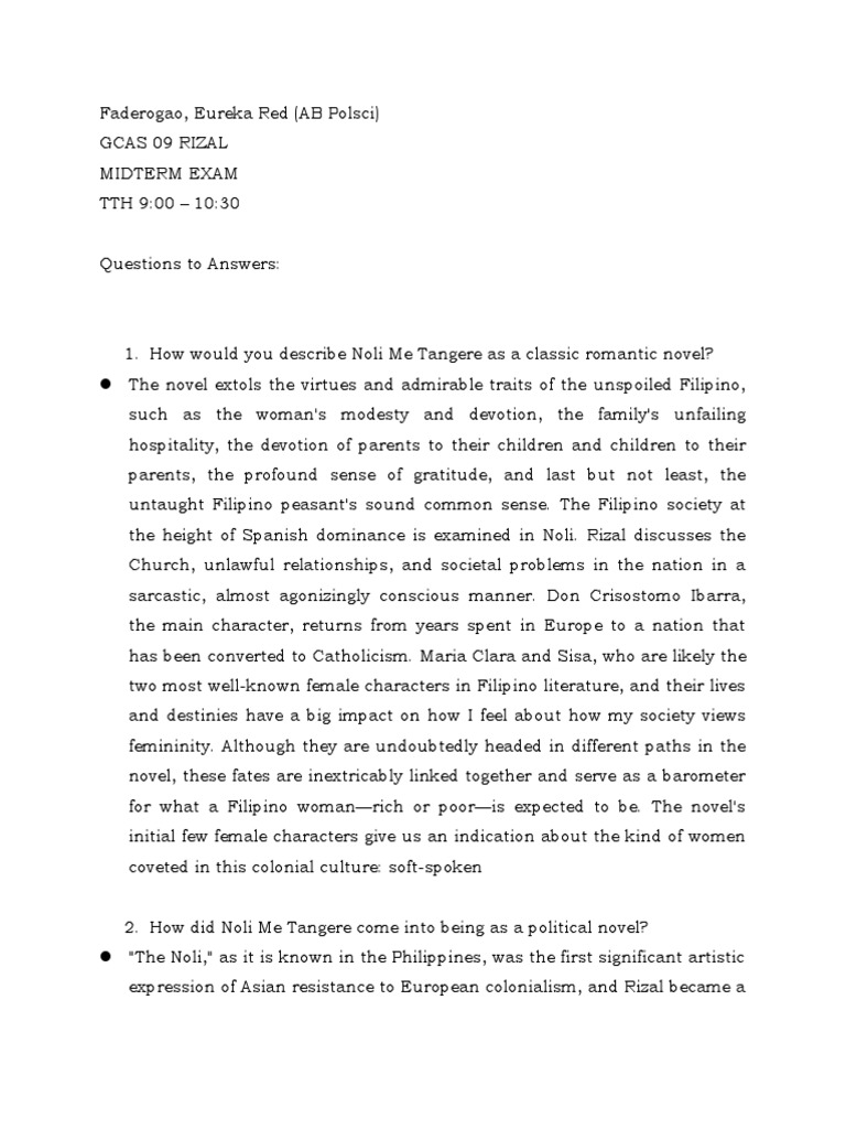 Fadero, Eureka Red - Rizal - Midterm | PDF