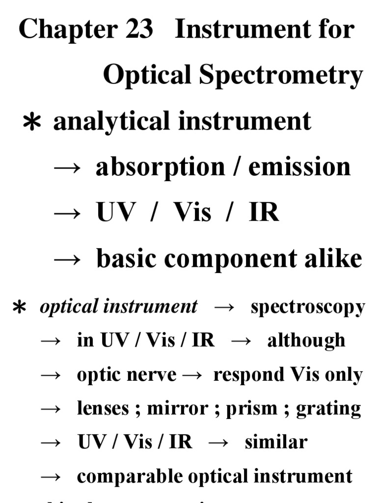 Chapter 23 Instrument For Optical Spectrometry Analytical Instrument Absorption / Emission Uv ...