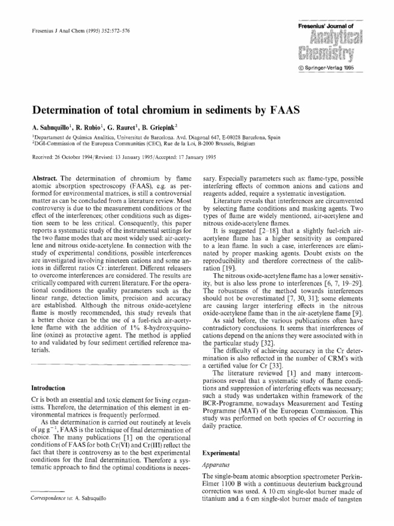 Determination of Total Chromium in Sediments by FAAS | PDF | Chromium ...