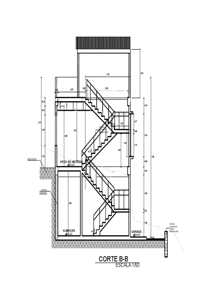 Corte B-B: ESCALA 1/50 | PDF