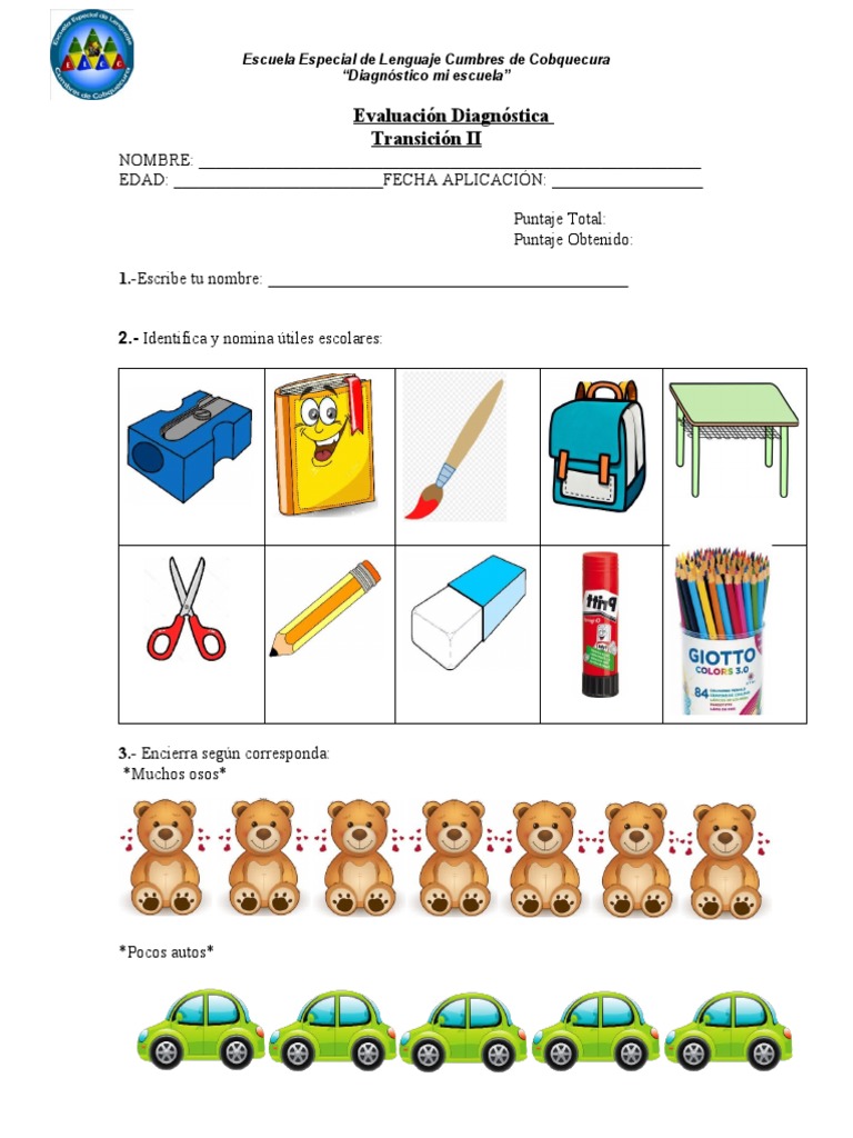 Evaluación diagnostica kinder | PDF