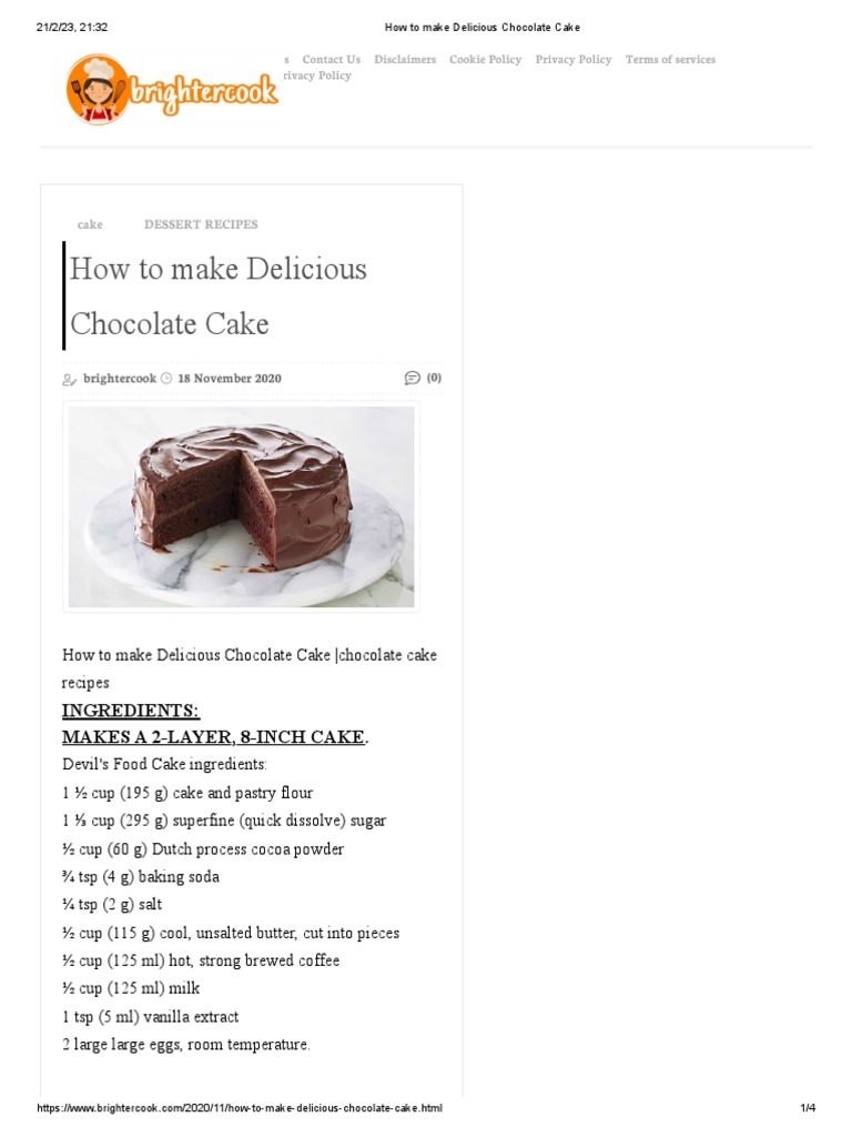 How To Make Delicious Chocolate Cake | PDF | Cakes | Baking