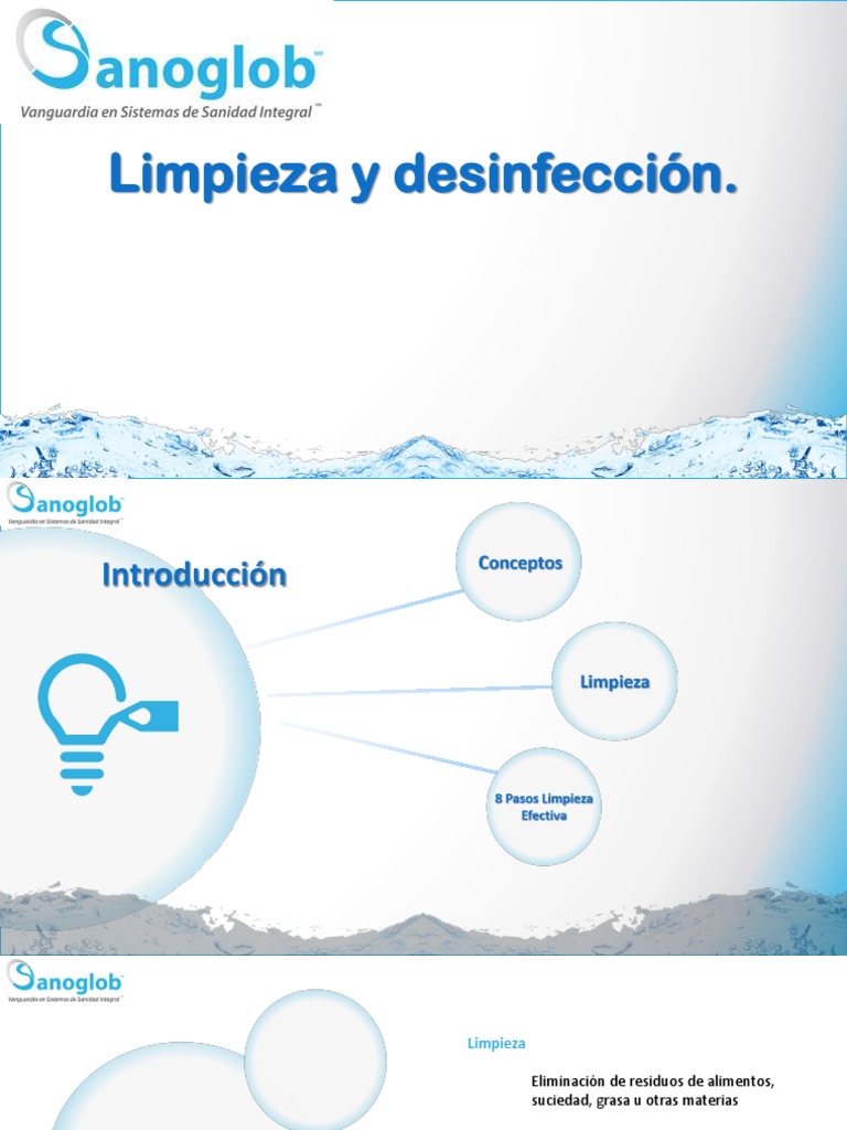 Presentacion Limpieza y desinfección y 8 Pasos de limpieza inteligente | PDF | Detergente ...