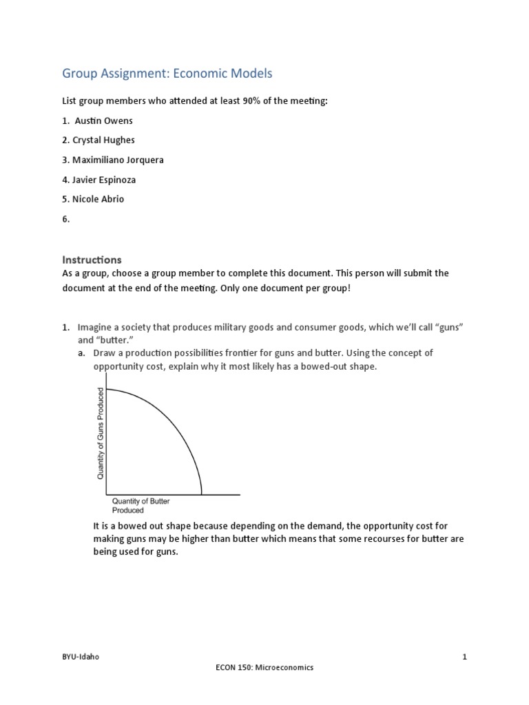 Group Assignment: Economic Models: Instructions | PDF | Business Economics | Trade