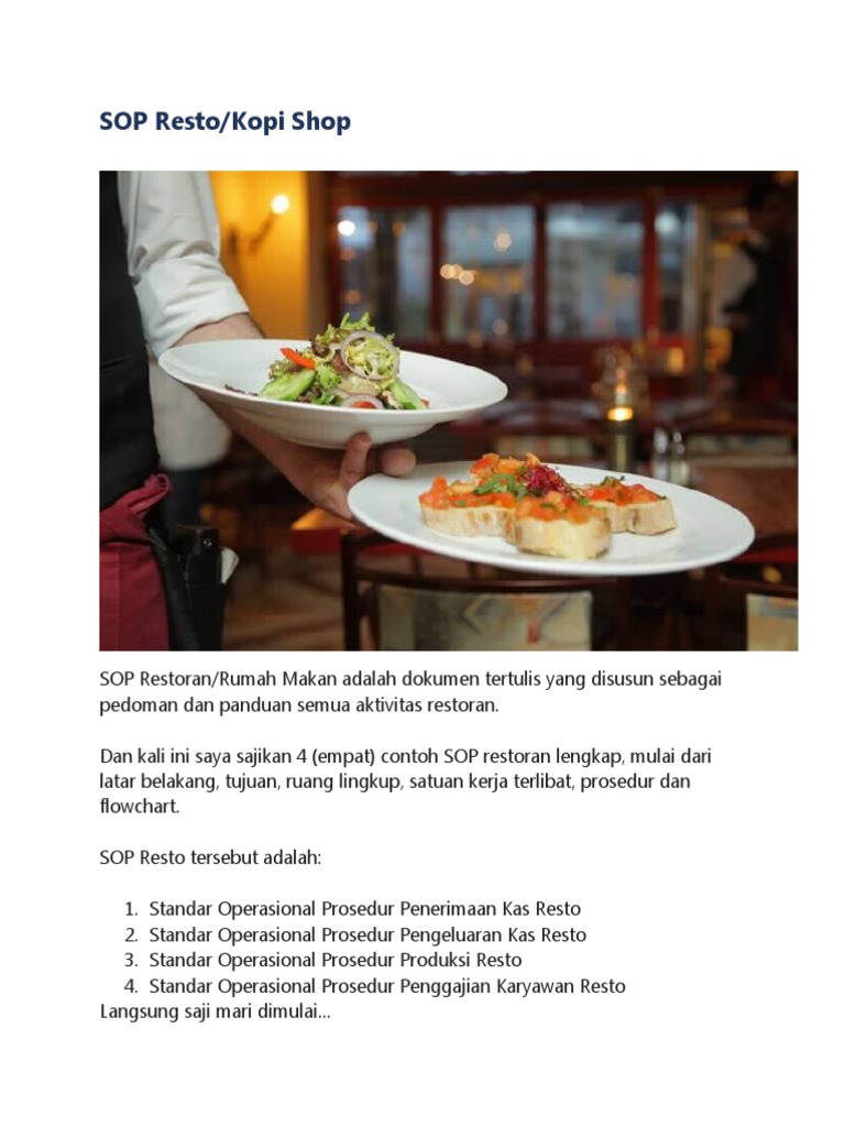 Contoh SOP Lengkap untuk Restoran | PDF