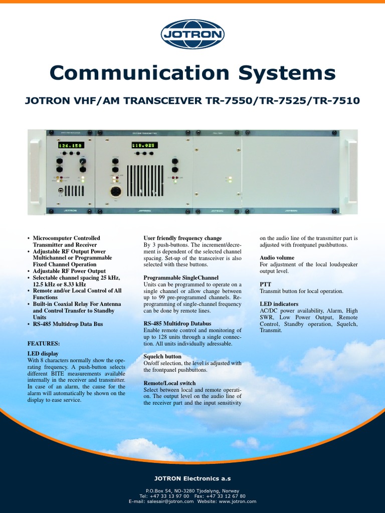 Jotron VHF Am TR - 7510 | PDF | Decibel | Microphone