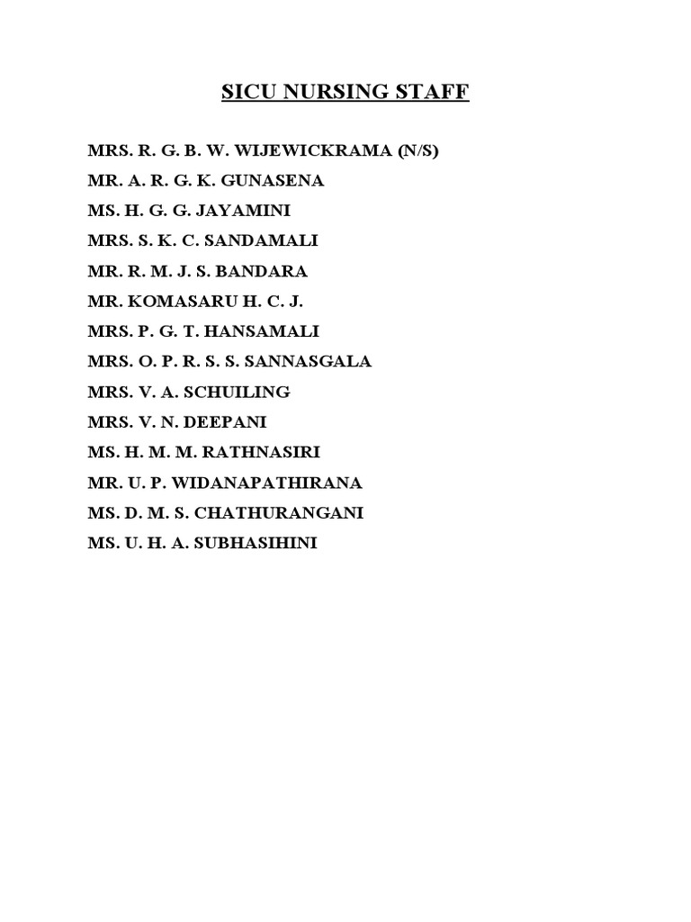 Sicu Nursing Staff | PDF