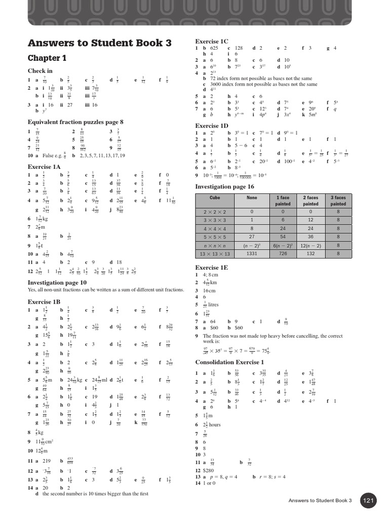 Answers and Exercises for Student Book 3 Chapter 1 - A collection of mathematical exercises ...