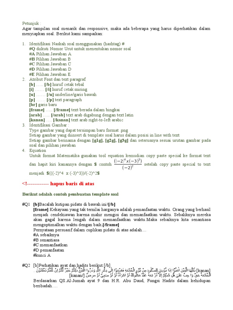 Contoh Template Soal | PDF | Metode & Bahan Ajar
