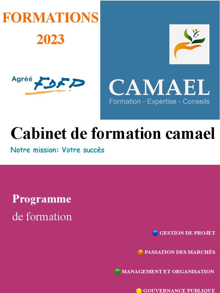Catalogue de Formations Camael 2023 | PDF | Gouvernance | Développement ...
