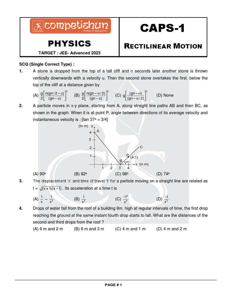 CAPS-1: Physics | PDF | Acceleration | Velocity