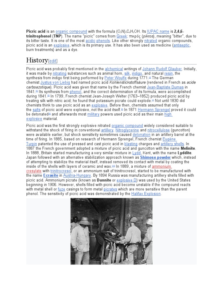 Picric Acid | PDF | Shell (Projectile) | Chemistry