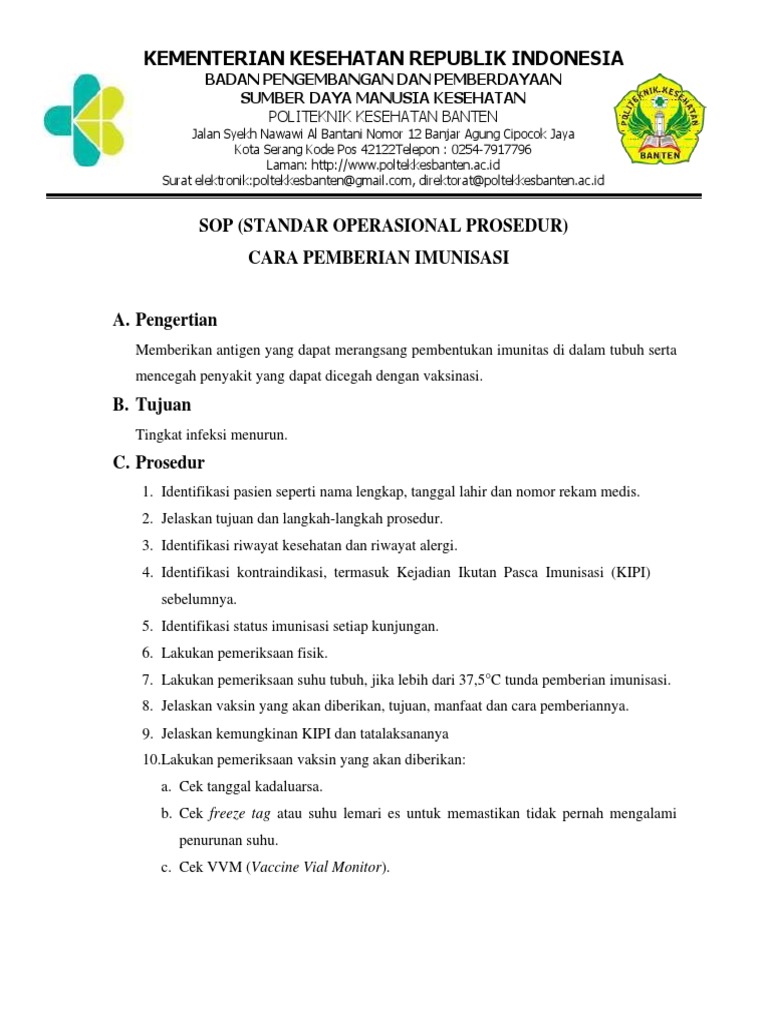 Kementerian Kesehatan Republik Indonesia: Sop (Standar Operasional Prosedur) Cara Pemberian ...