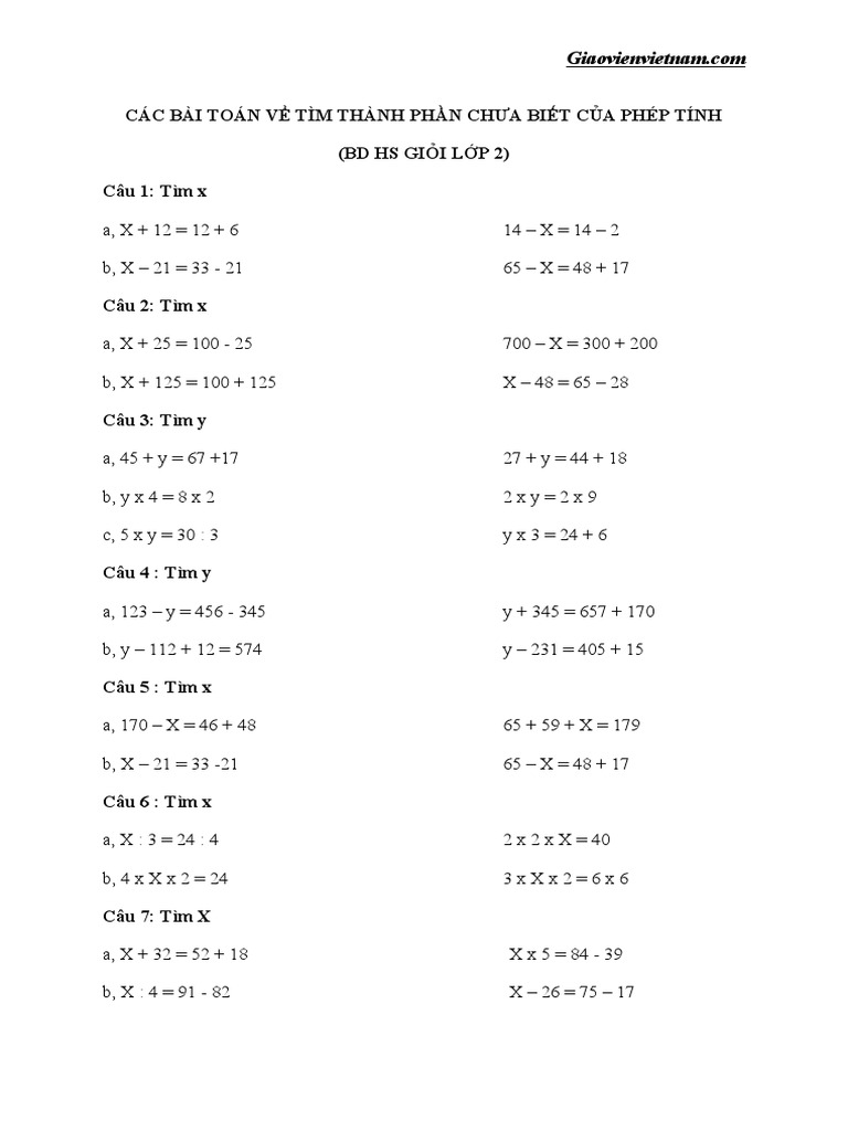 Bai Tap Toan Tim X Lop 2 Nang Cao | PDF