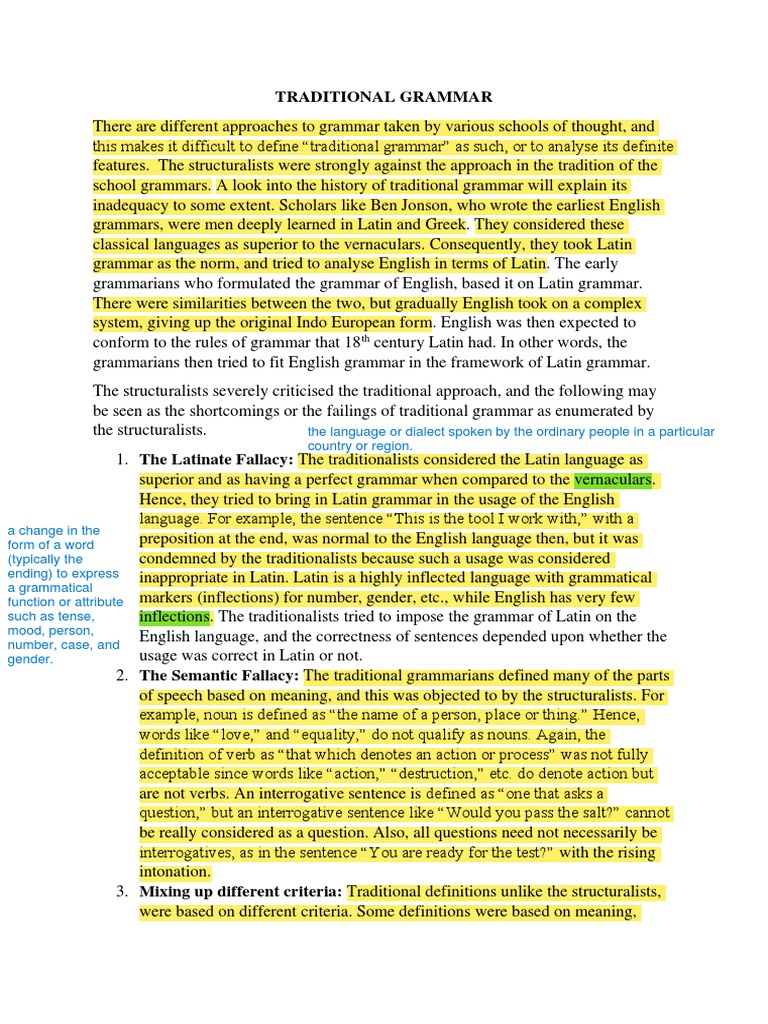 Traditional Grammar | PDF | Grammar | Linguistics