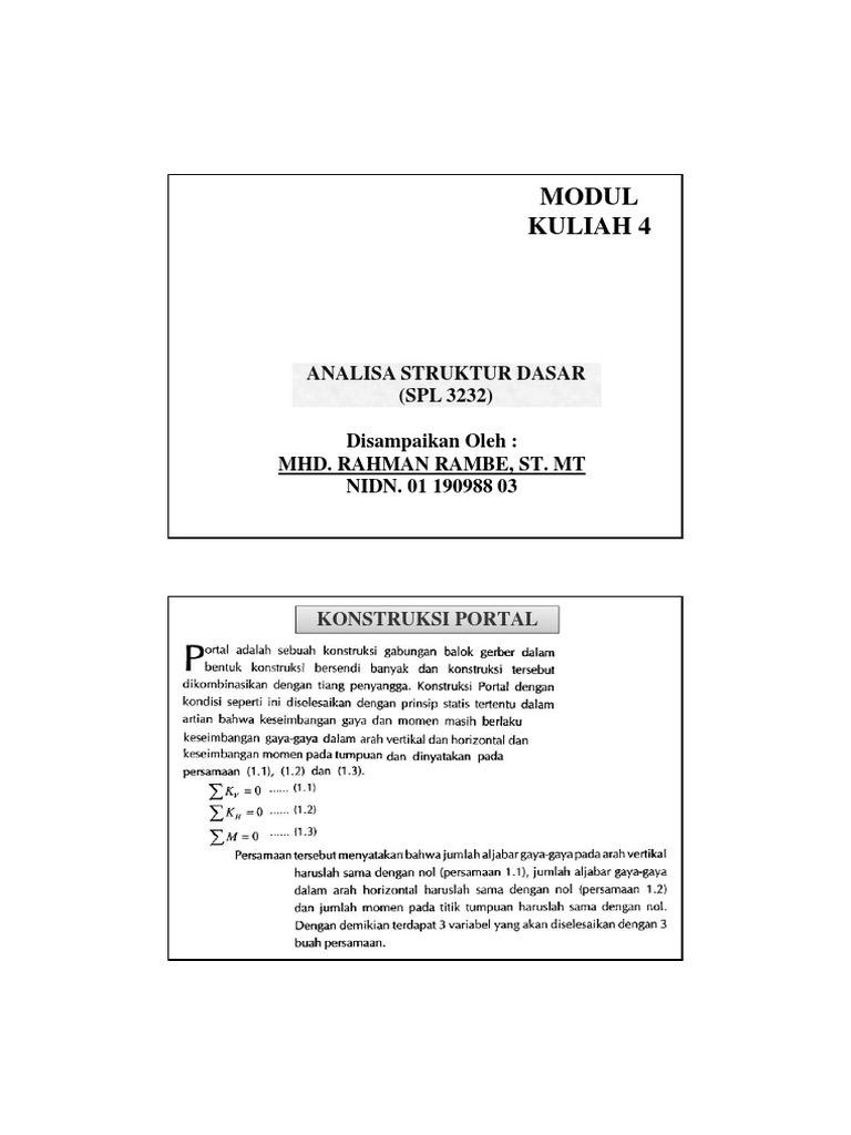 Analisa Struktur Dasar Portal Konstruksi | PDF