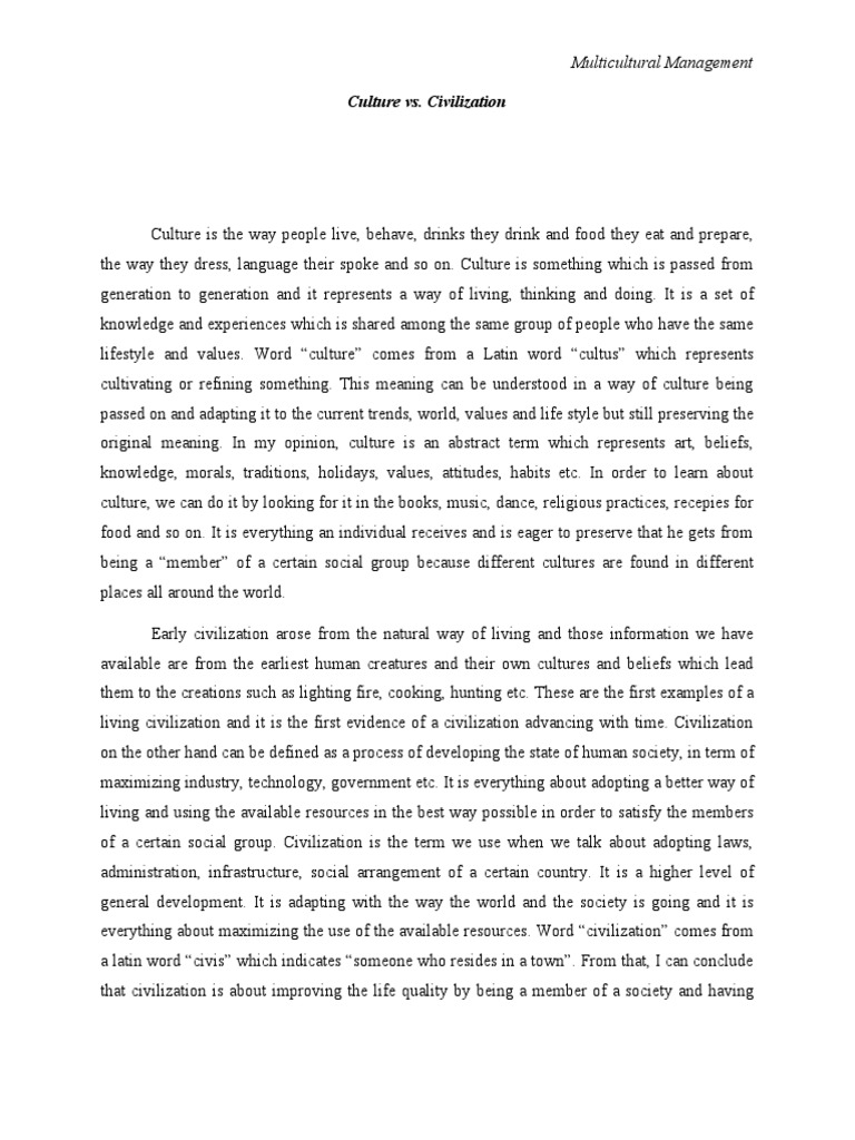 Culture vs. Civilization: Multicultural Management | Download Free PDF ...